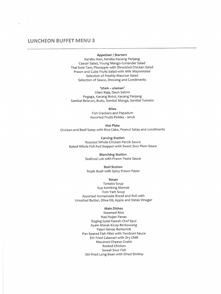 Luncheon Buffet Menu 3 | PDF