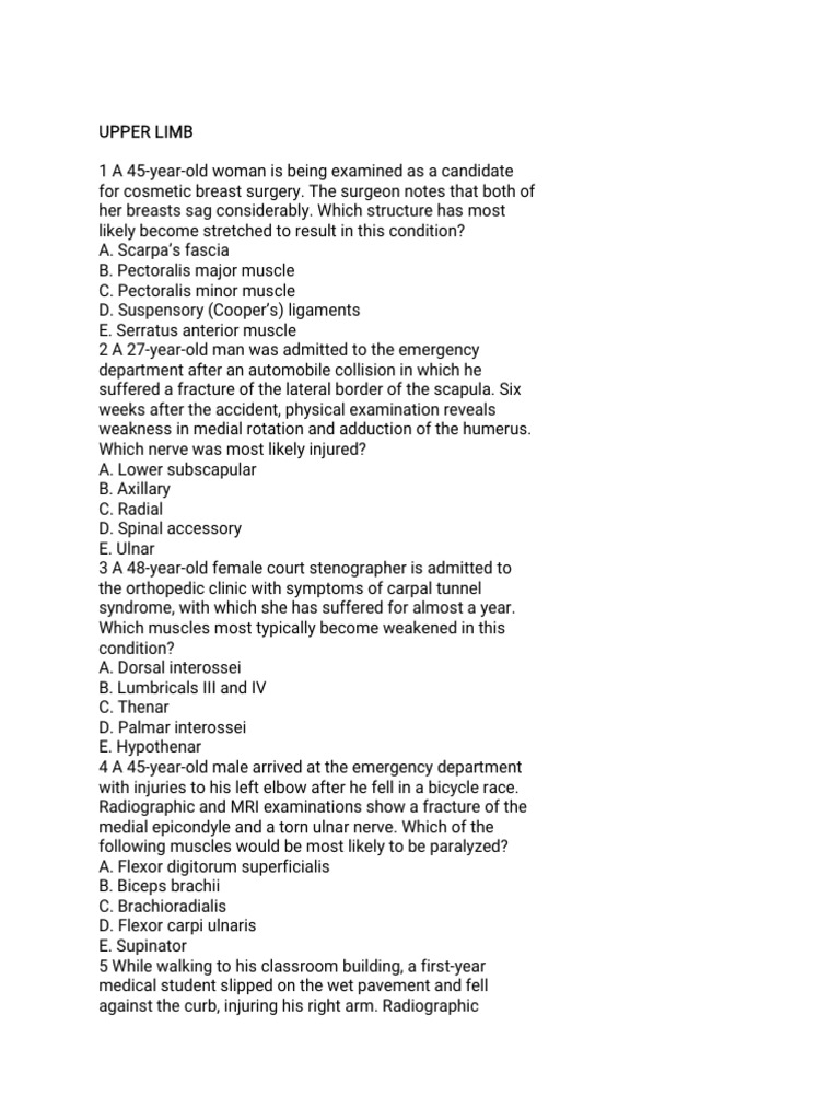 Upper Limb Anatomy Bcqs | PDF