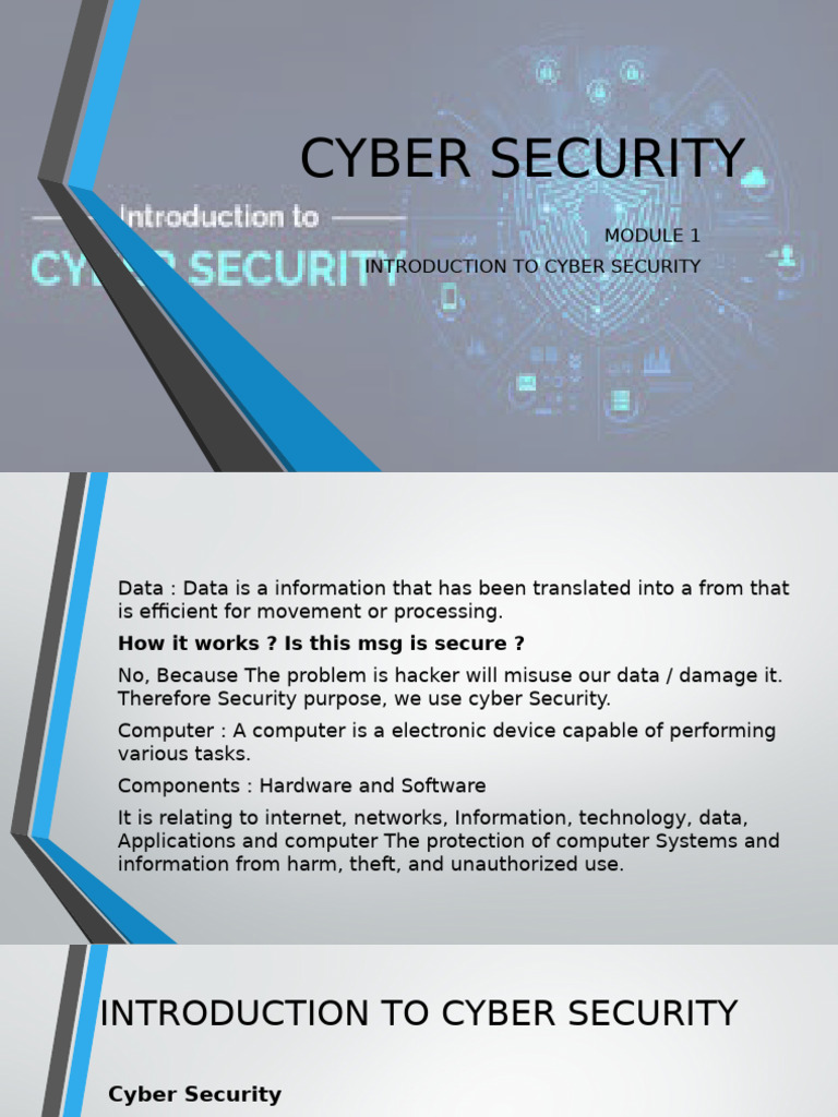 Cyber Security Module1 | PDF | Computer Security | Security