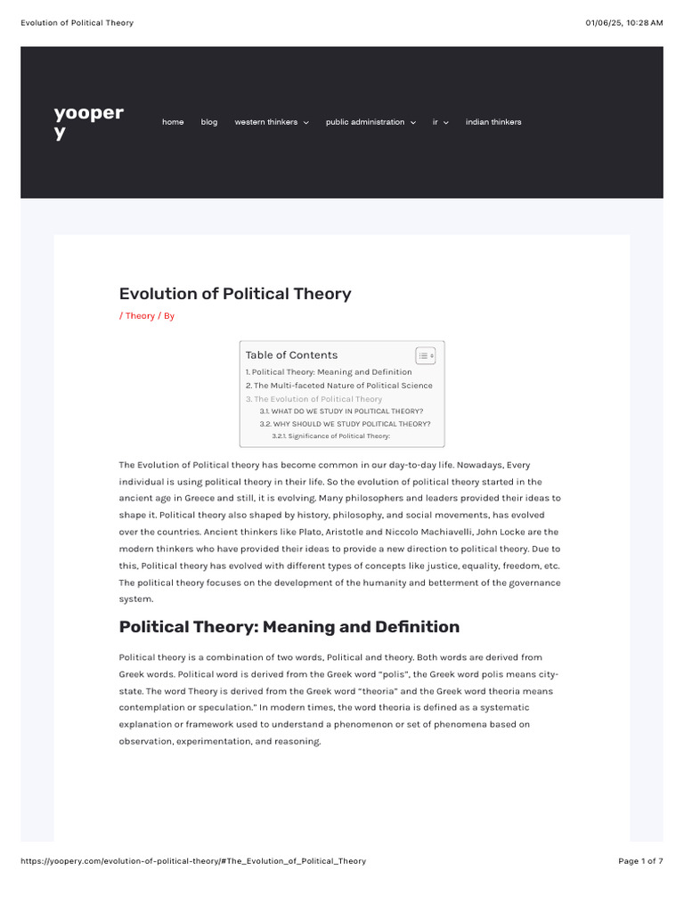 Evolution of Political Theory Explained | PDF | Political Philosophy ...