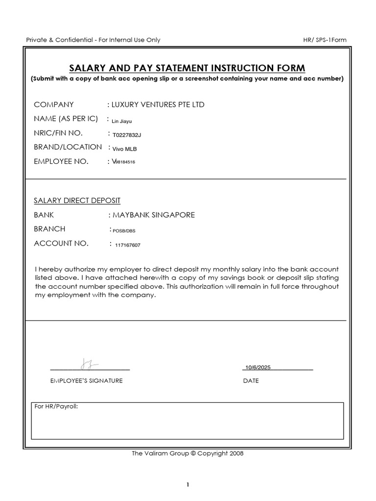Pay Statement Instruction Form - Maybank | PDF | Salary | Employment ...