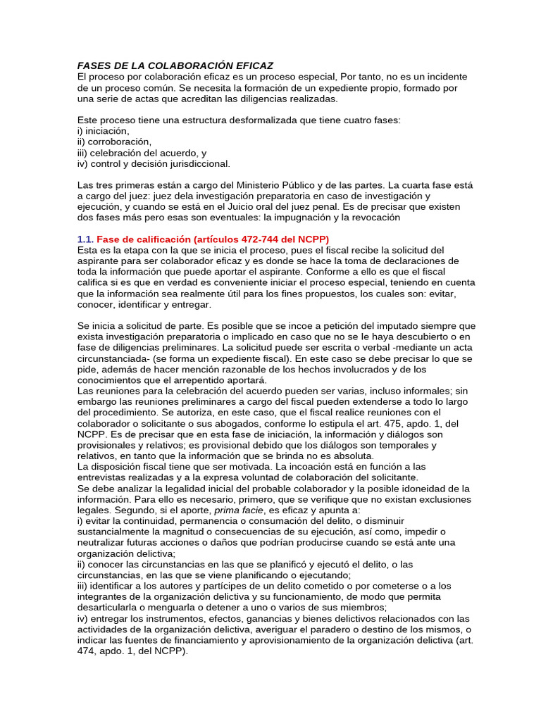 Fases de La Colaboracion Eficaz | PDF | Fiscal | Ley procesal