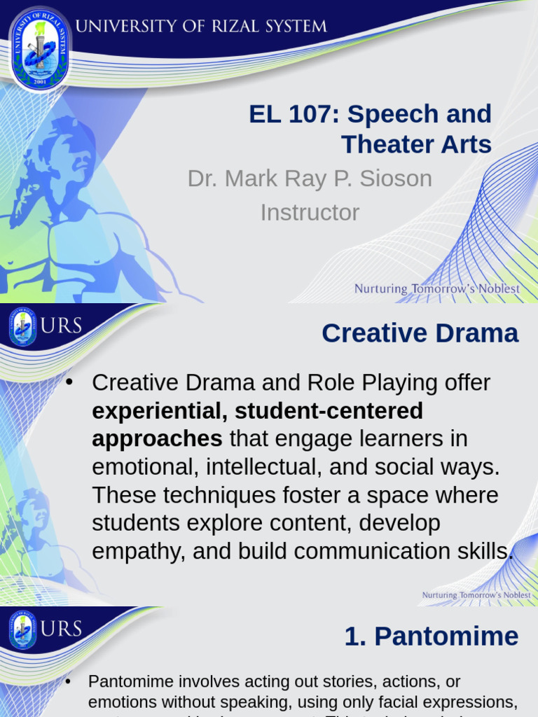 EL 107 Creative Drama | PDF | Puppets | Puppetry