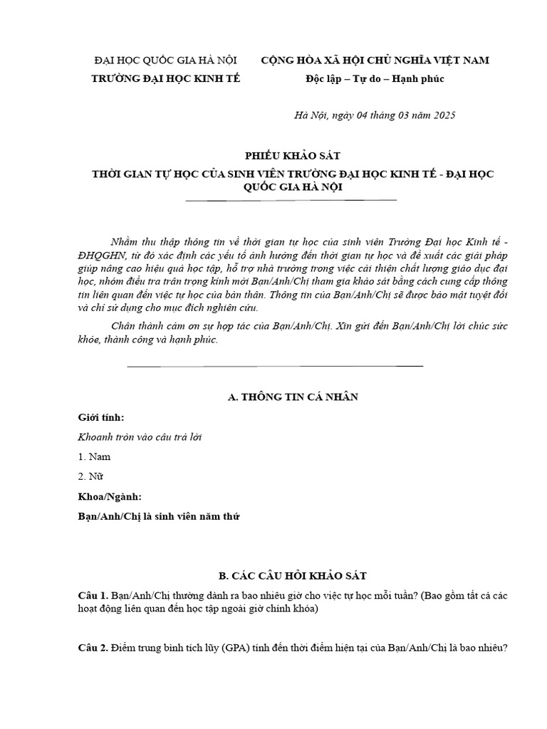 Phieu Dieu Tra KTXH | PDF