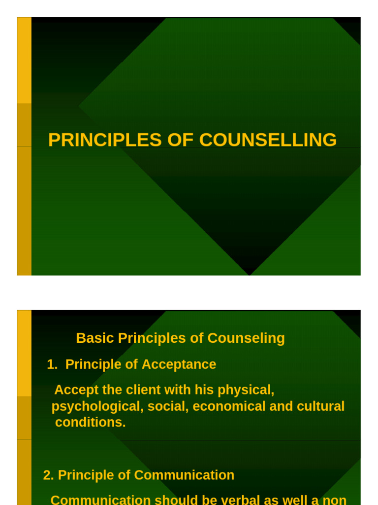 Principles of Counseling | PDF | Psychotherapy | Counseling Psychology