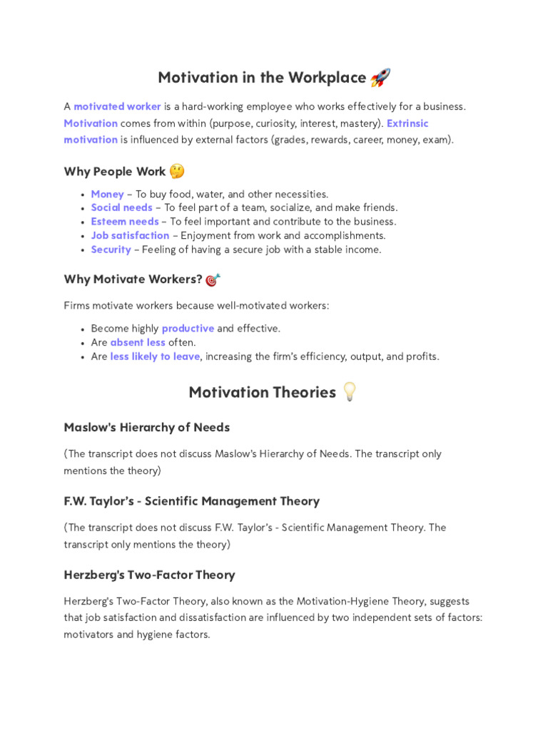 Workplace Motivation Strategies and Theories | PDF | Motivation ...