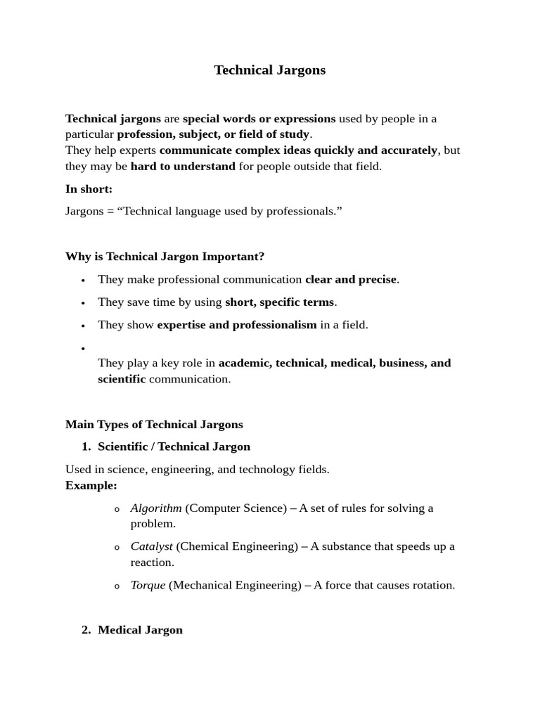 Understanding Technical Jargon Types | PDF