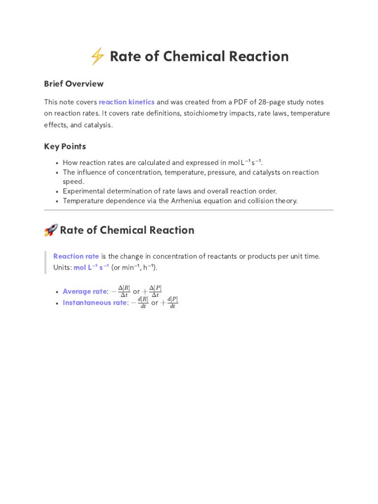Reaction Kinetics and Rate Laws 2.0 | PDF | Reaction Rate | Chemical ...