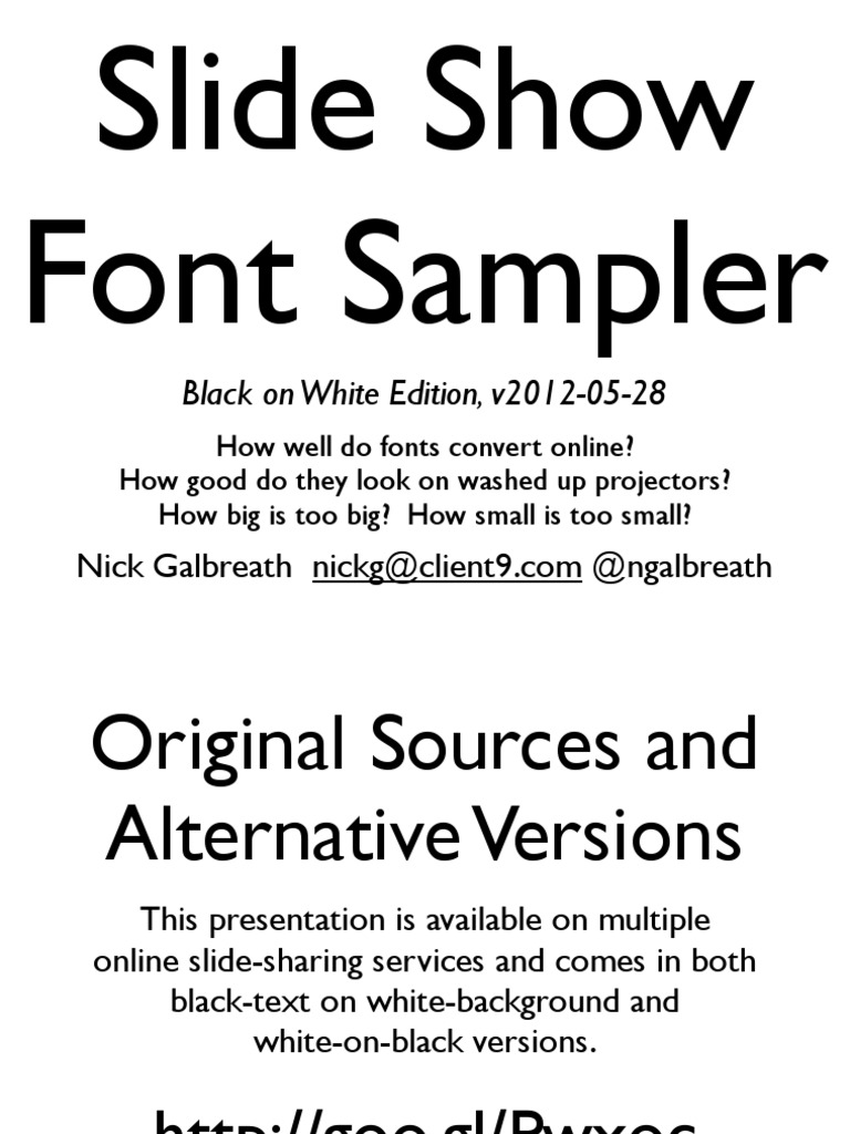 Slide Show Font Sampler BoW | PDF | Helvetica | Arial