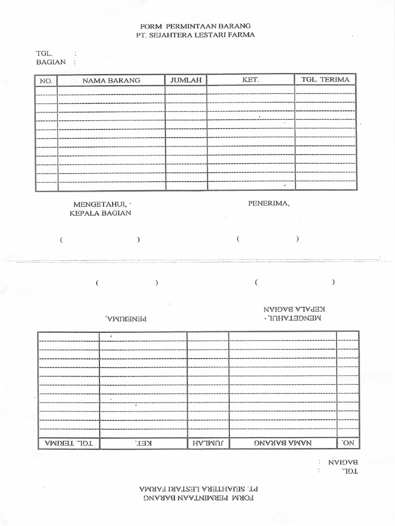 Form Permintaan Barang | PDF