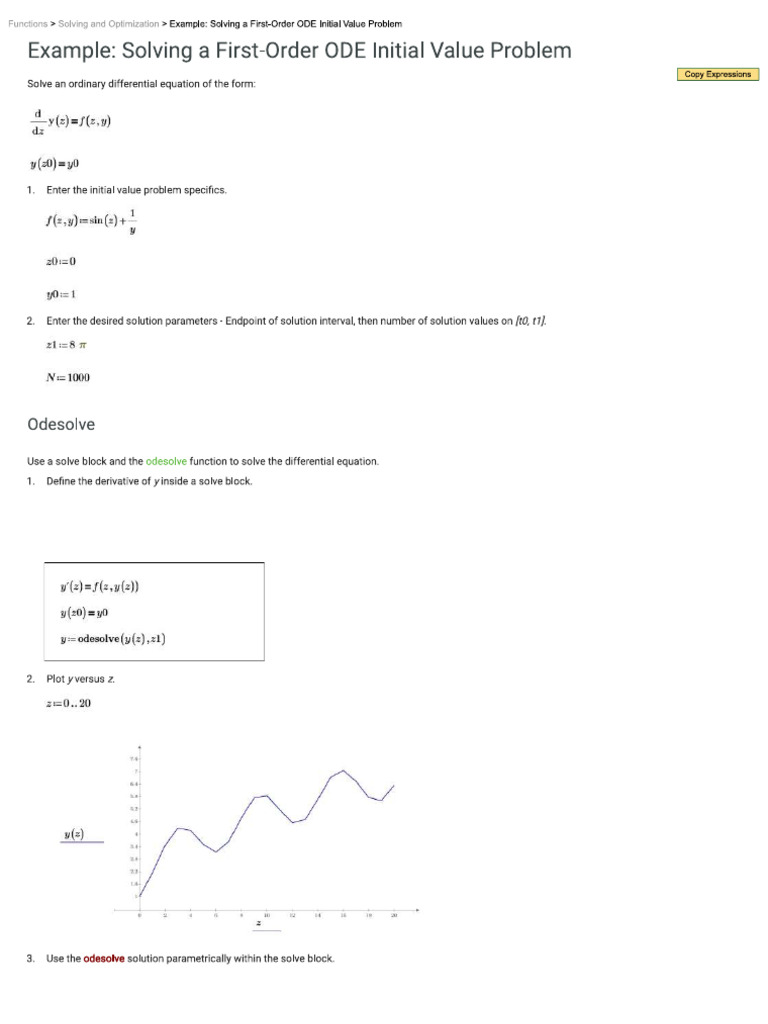Example Solving a First-Order ODE Initial Value Problem | PDF