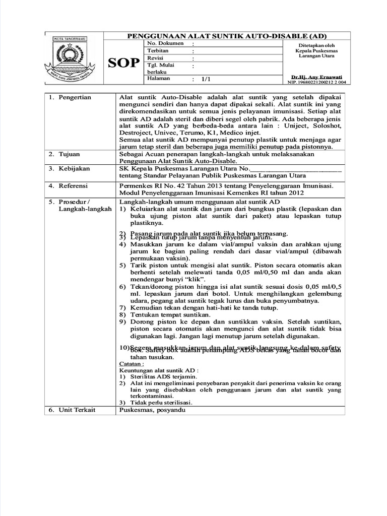 PDF Sop Imunisasi Lengkap Compress | PDF