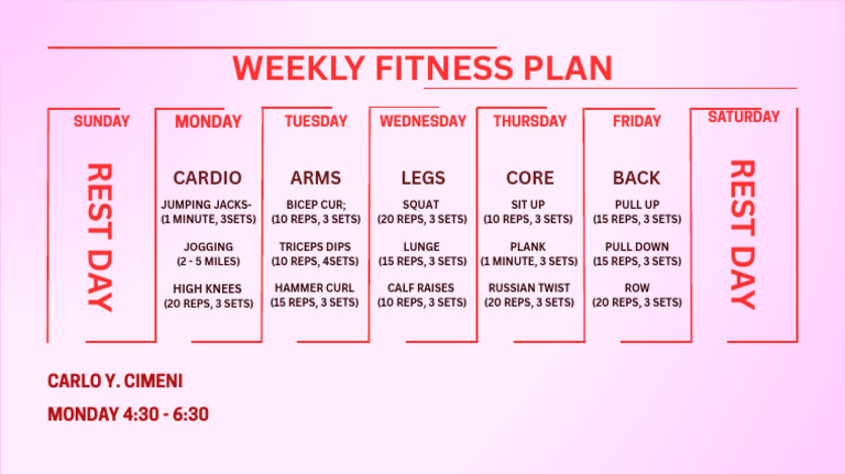 Weekly Fitness Plan | PDF