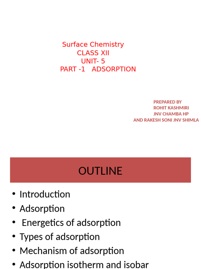 Unit - 5 Part-1 Adsorption | PDF | Adsorption | Surface Science