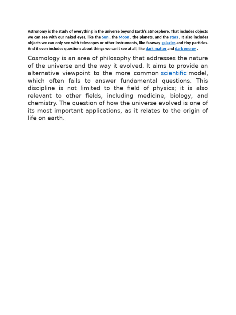 Astronomy Is The Study of Everything in The Universe Beyond Earth | PDF
