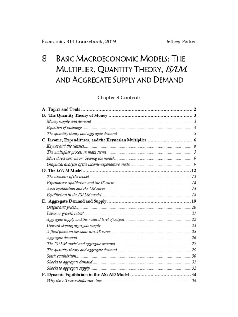 Macroeconomic Models Overview: IS/LM & More | PDF | Quantity Theory Of ...