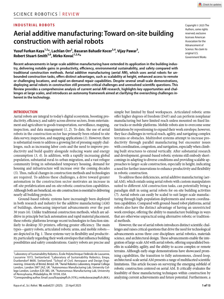 Aerial Additive Manufacturing - Toward On-Site Building Construction ...