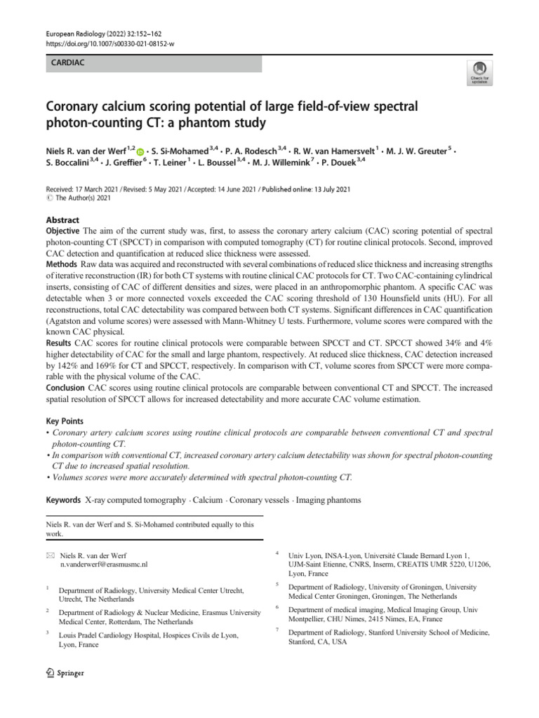 Coronary Calcium Scoring Potential of Large Field-Of-View Spectral ...
