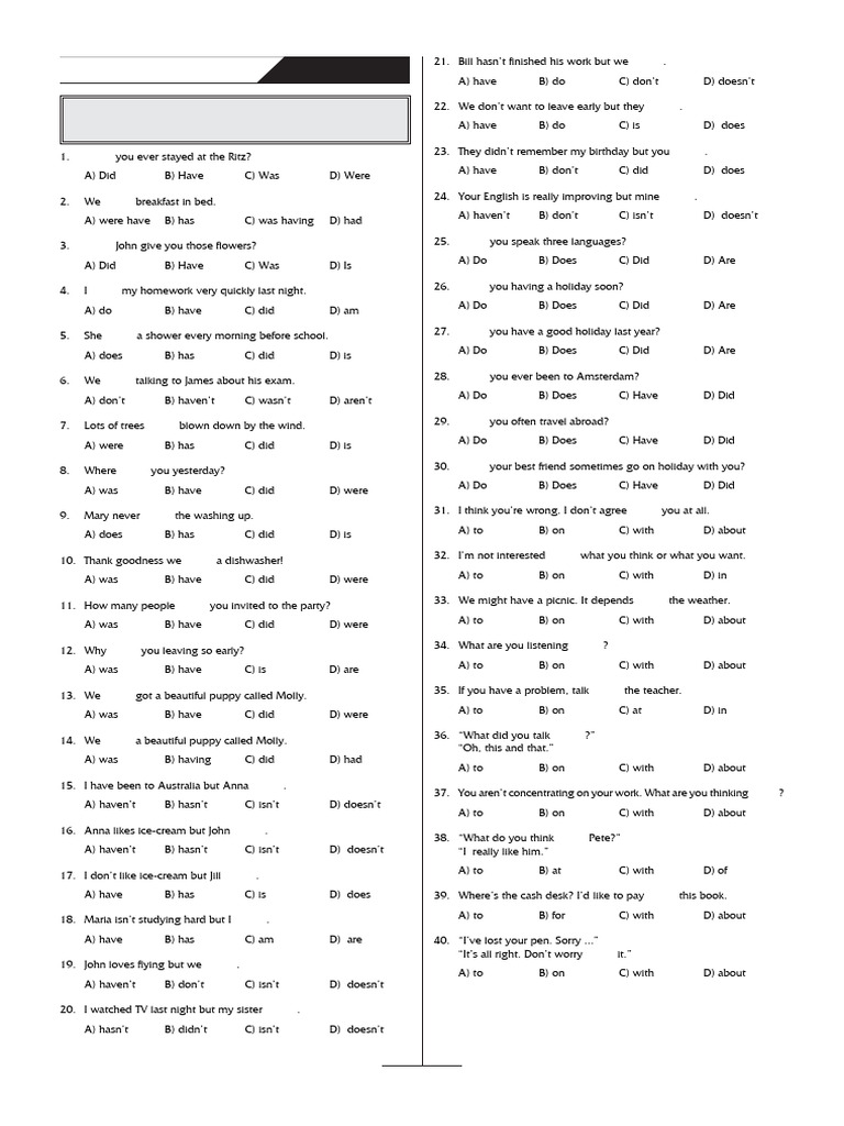 Intermediate English Grammar Test | PDF