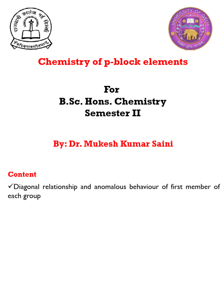 Chemistry of p-Block Elements Explained | PDF | Aluminium | Salt ...