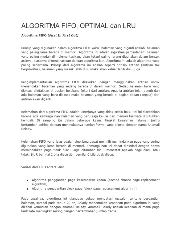 Fifo - Lru - Optimal | PDF