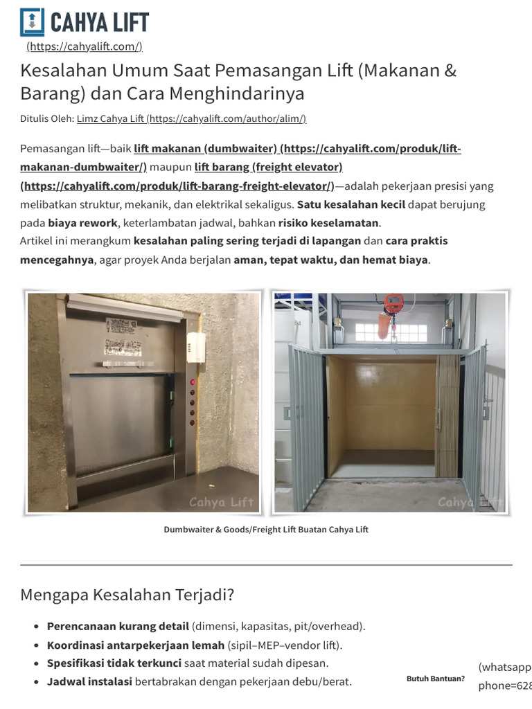 Kesalahan Pemasangan Lift dan Solusinya | PDF