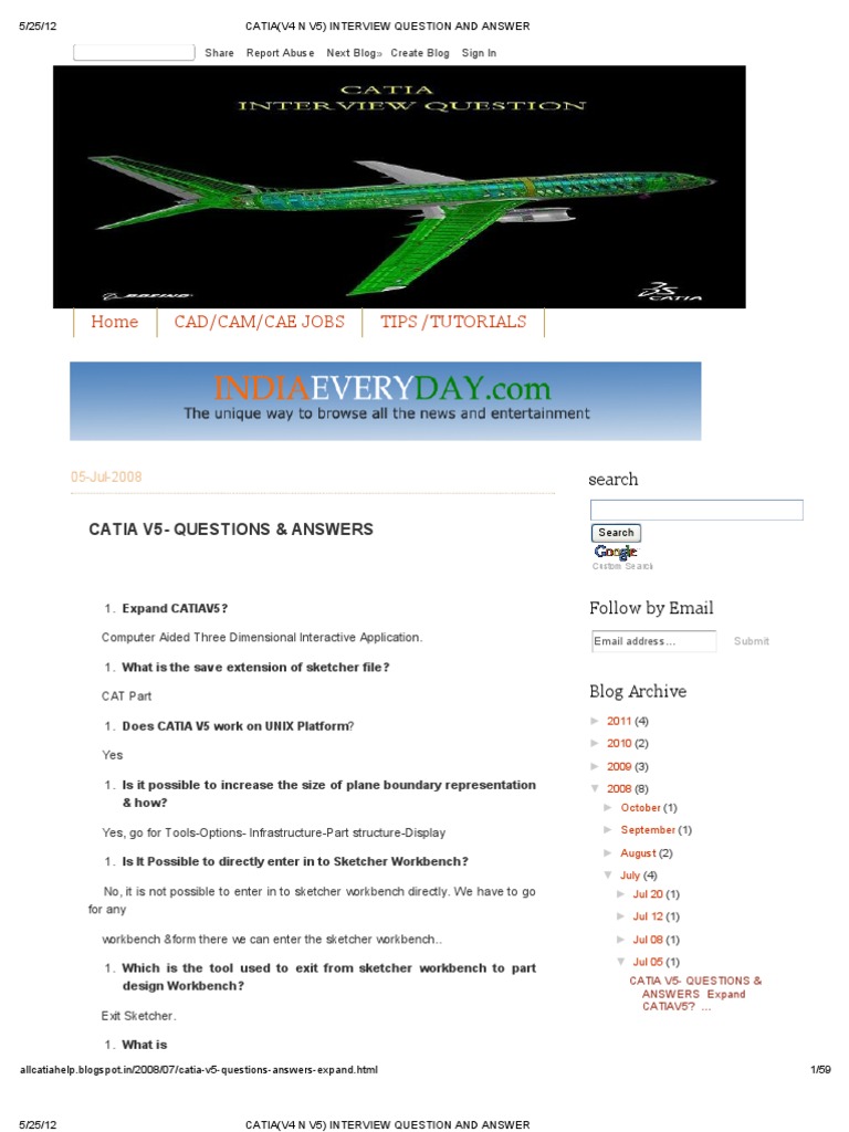 CATIA V4/V5 Interview Q&A Guide | PDF | 3 D Modeling | Product Lifecycle