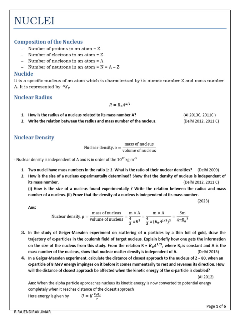 Nucleus Composition and Properties Explained | PDF | Atomic Nucleus ...