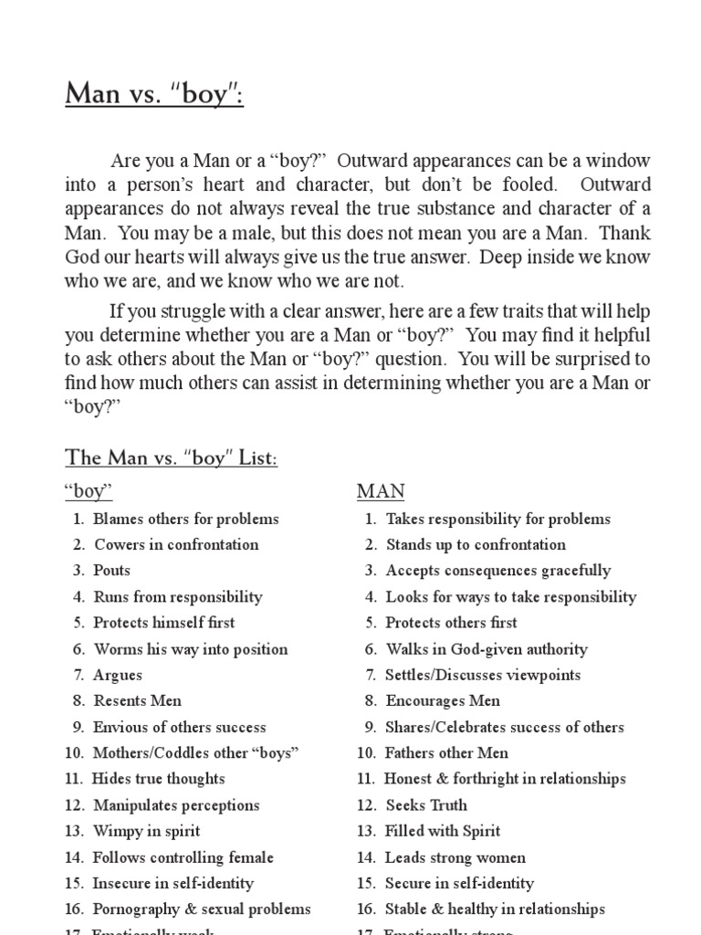 The Man vs. "Boy" List | PDF | Man | Anger