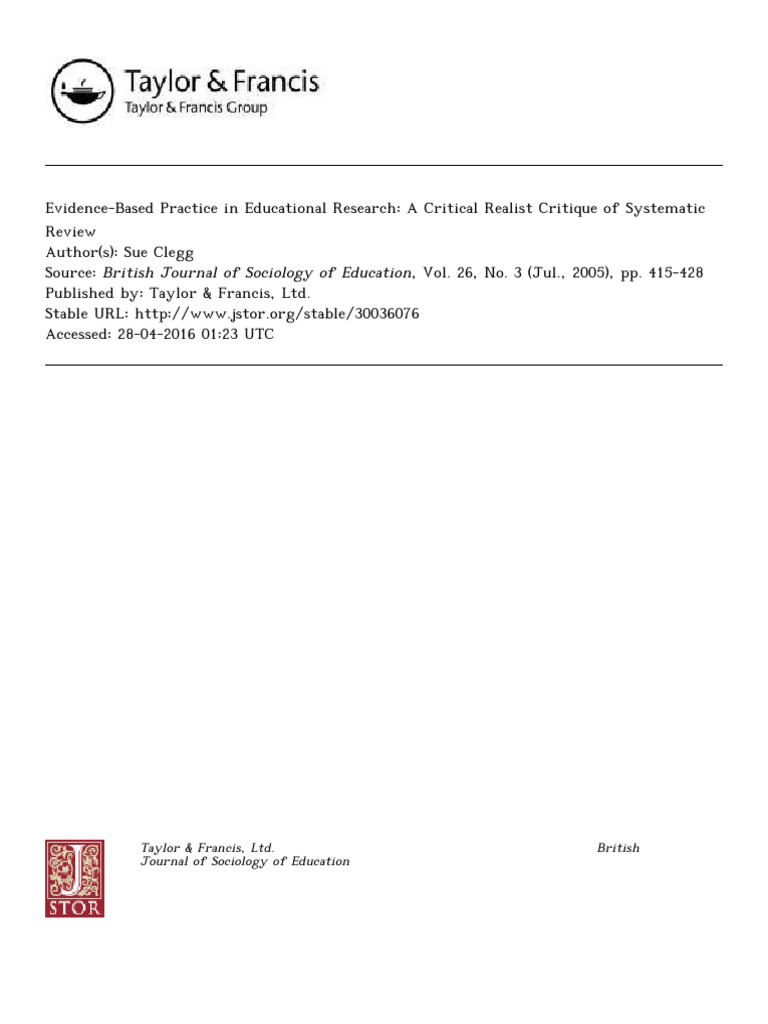 A Critical Realist Critique of | PDF | Evidence | Science