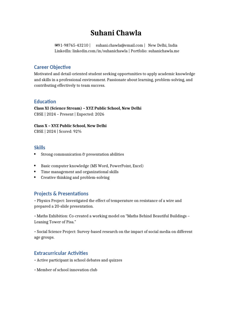 Suhani Chawla Resume | PDF