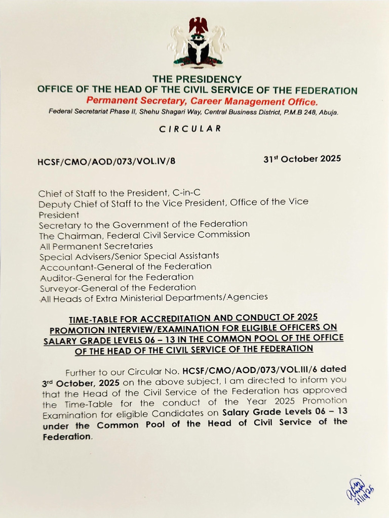 2025 Promotion Exam Timetable for Civil Service | PDF | Qualifications ...