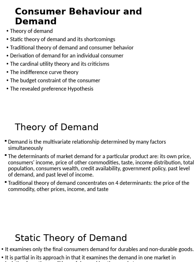 Consumer Behaviour and Demand | PDF | Utility | Demand