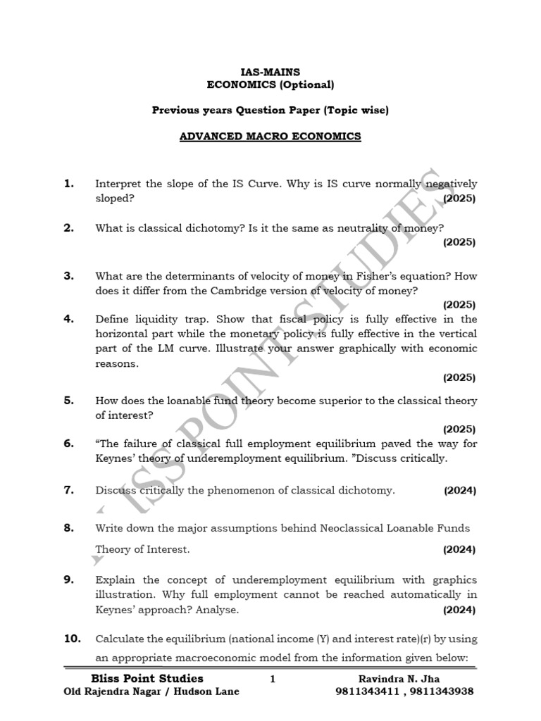 Paper 1 PYQ | PDF | Keynesian Economics | Economics