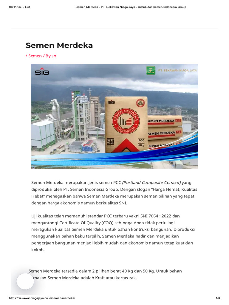 Semen Merdeka: Kualitas PCC Ekonomis | PDF