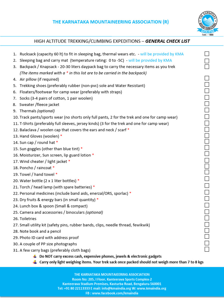 Item Checklist | PDF