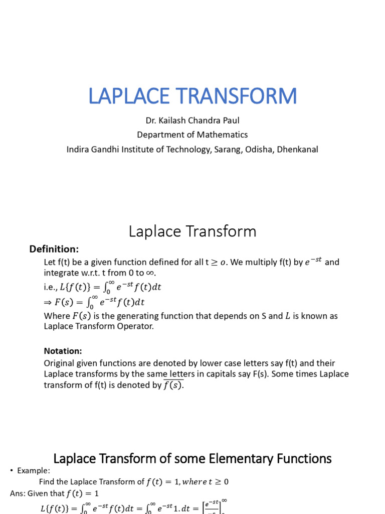 Laplace Transform 112434 | PDF | Laplace Transform | Function (Mathematics)