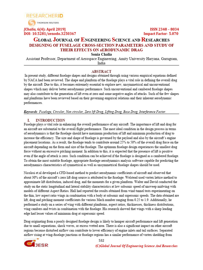 Fuselage Design Impact on Aerodynamic Drag | PDF | Drag (Physics ...