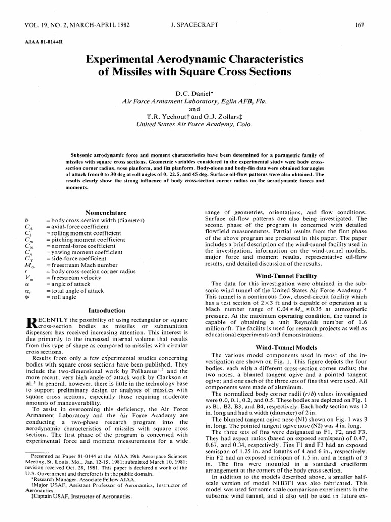 Missile Cross Section Area | PDF | Wind Tunnel | Aerodynamics