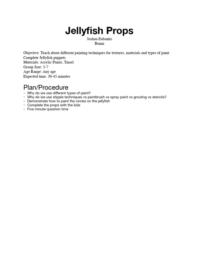 Jellyfish Props Workshop | PDF