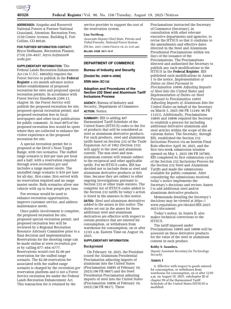 Federal Register / Vol. 90, No. 158 / Tuesday, August 19, 2025 ...