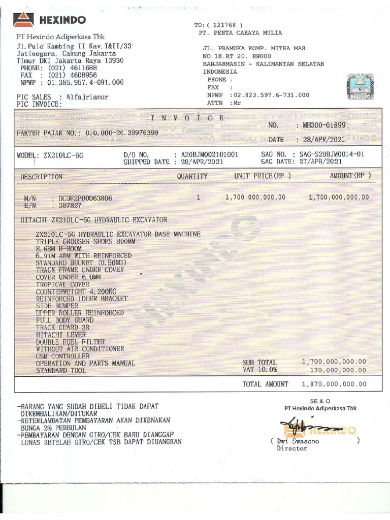 Invoice Exca 2 | PDF