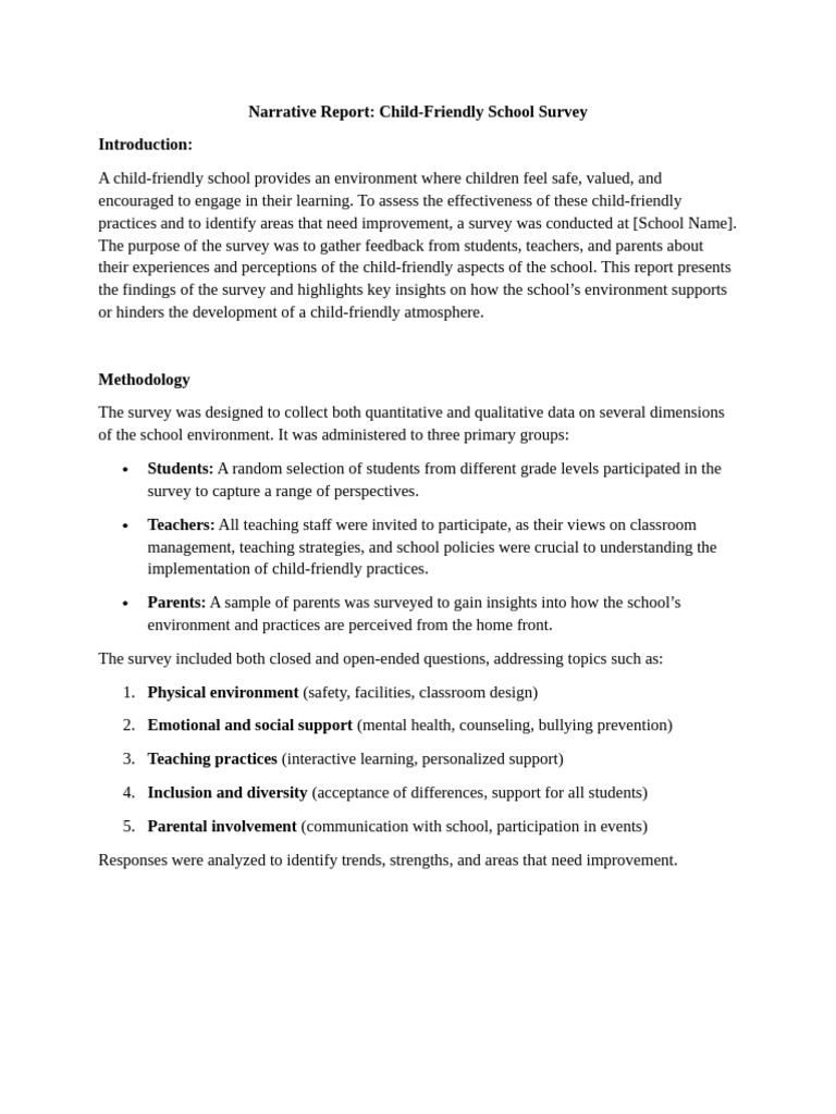 Child-Friendly School Survey Insights | PDF | Inclusion (Education ...