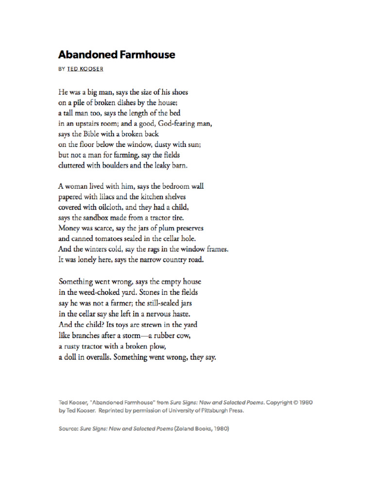 Abandoned Farmhouse - by Ted Kooser-2 | PDF