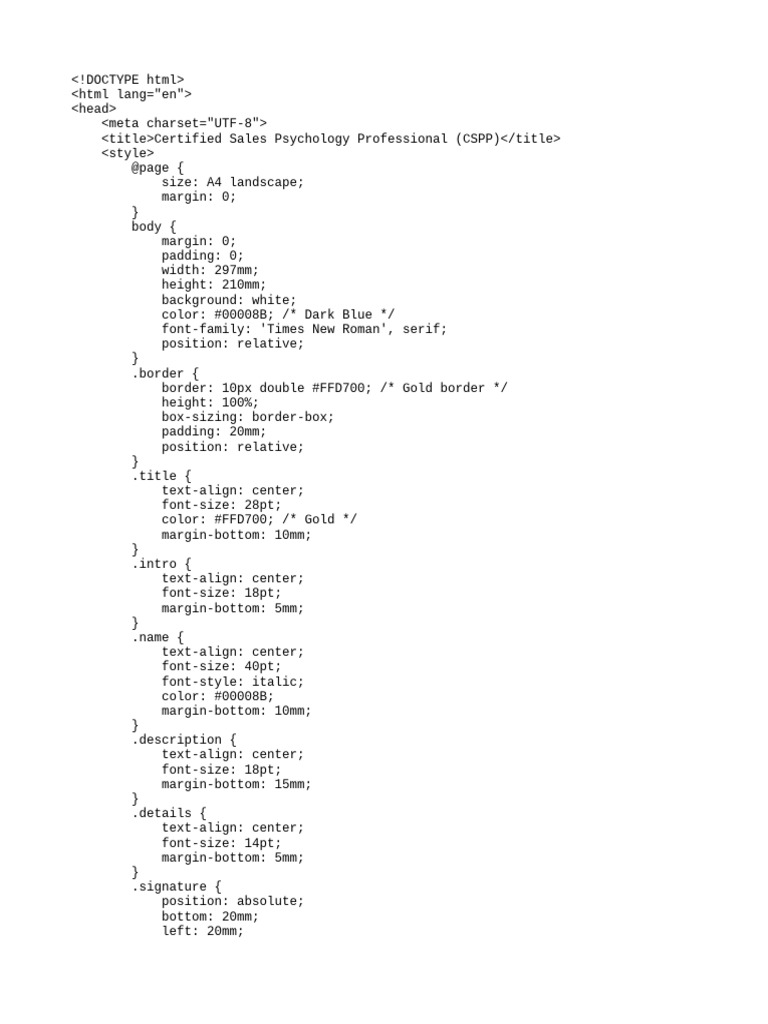 Certificate HTML | PDF