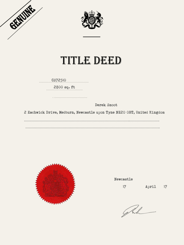 HM Land Title Deed | PDF