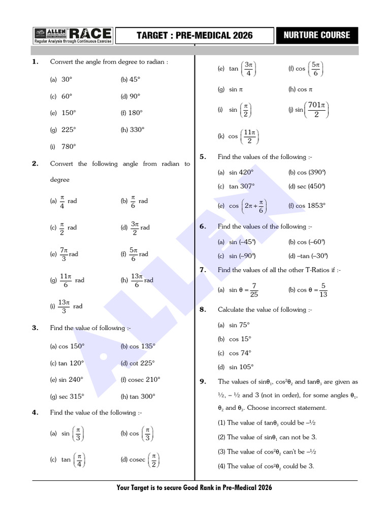 Basic Mathematics Used in Physics - Race | PDF | Angle | Elementary ...