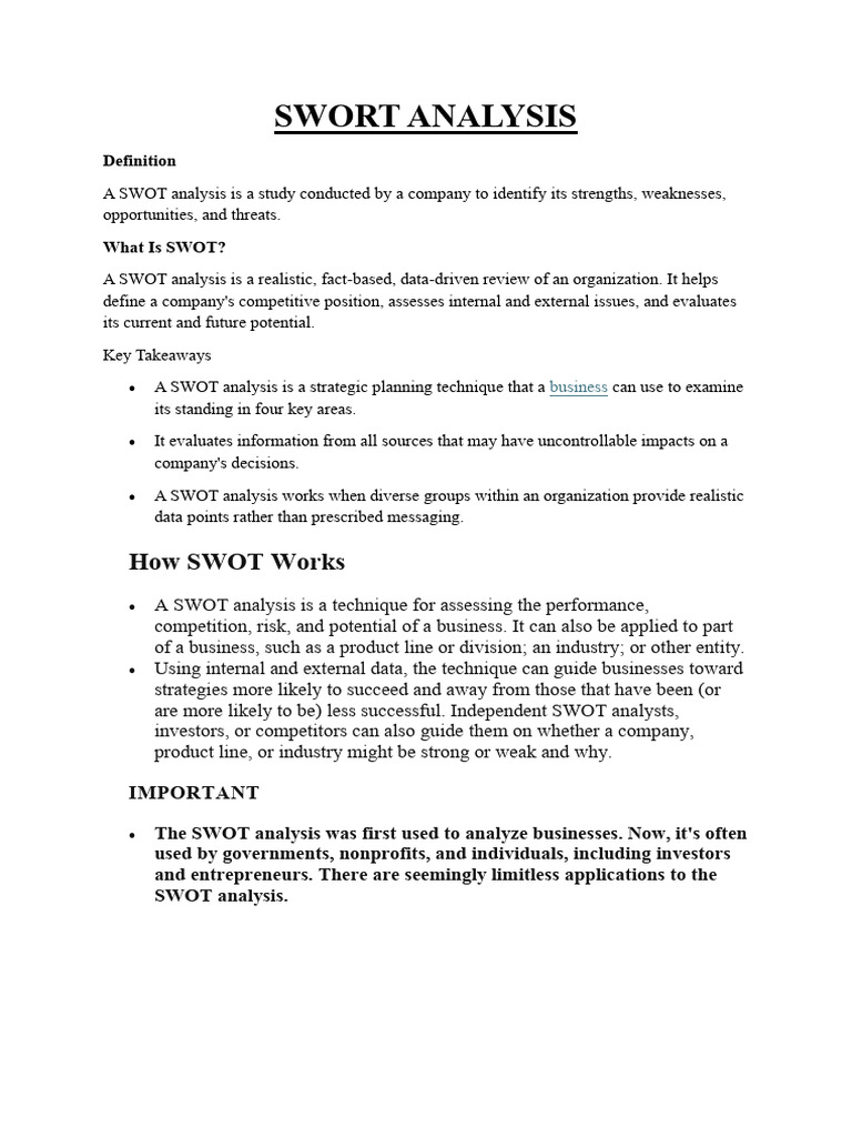 Swort Analys | PDF | Swot Analysis | Electric Vehicle