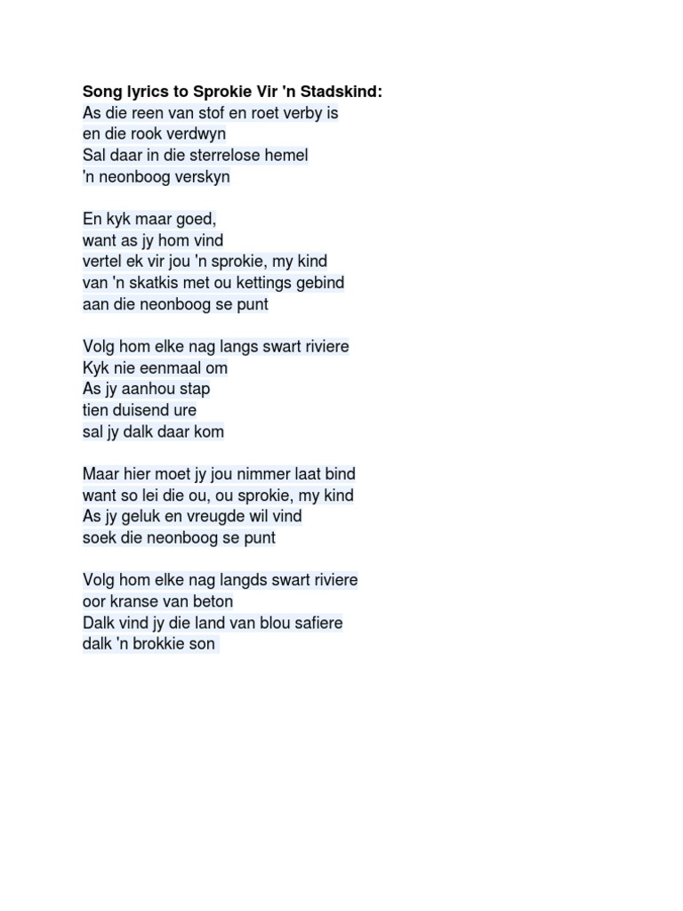 Sprokies Vir 'N Stadskind | PDF