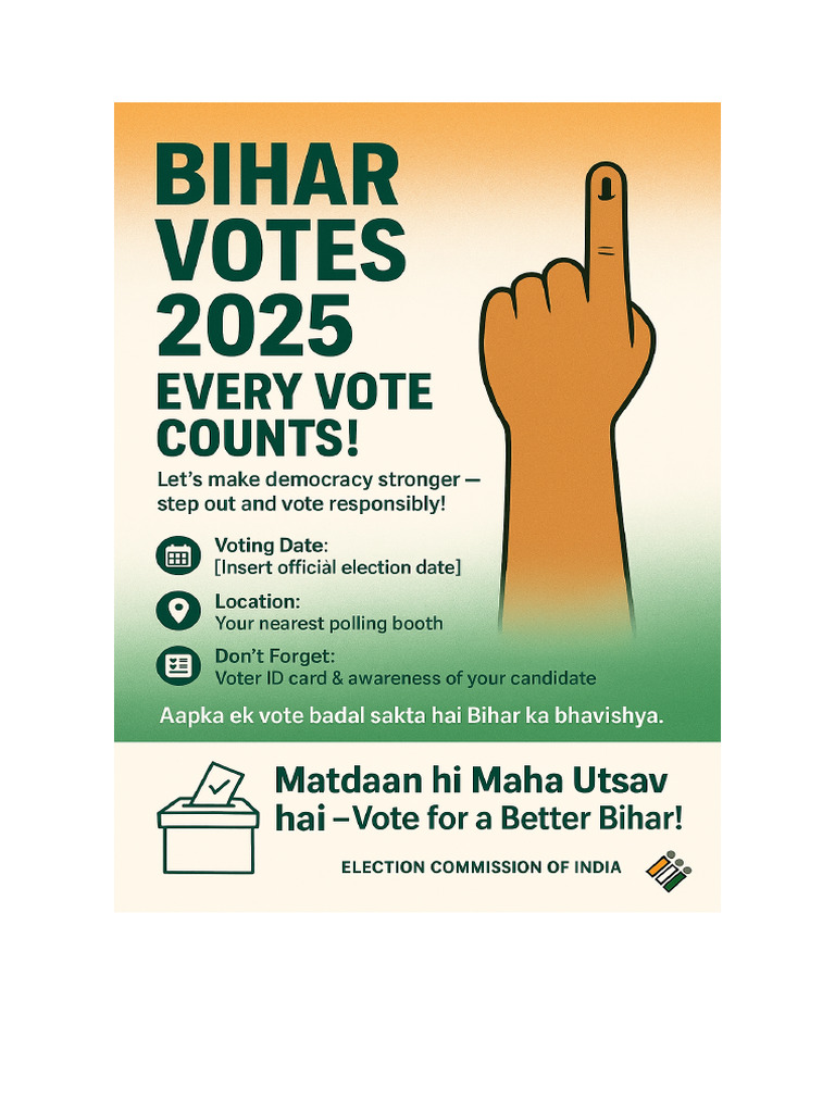 Bihar Vidhan Sabha Election Awareness Poster | PDF